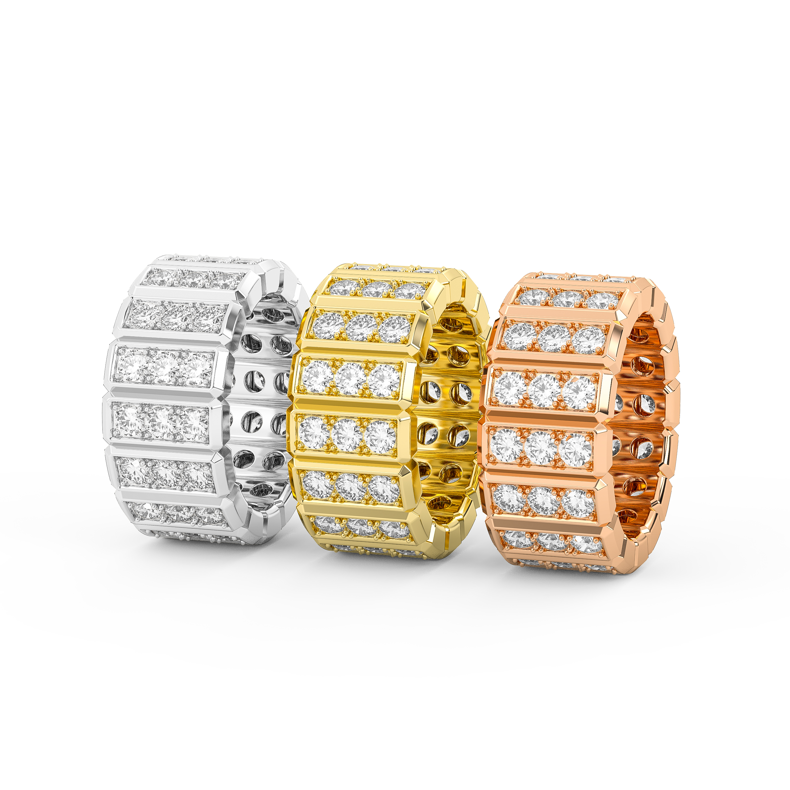 Rainbow Classic 3 Rows Rings – Ostasz Studio